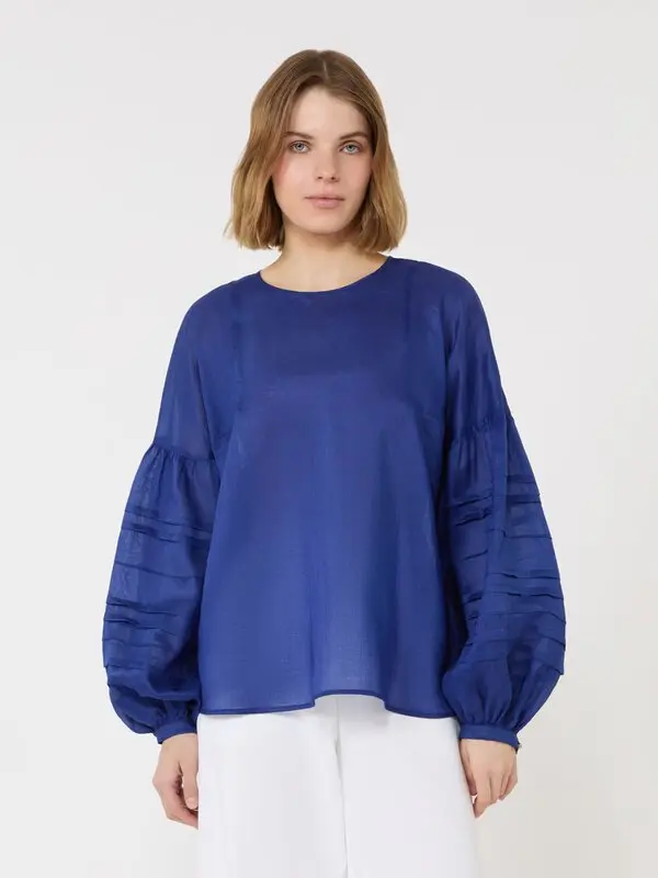 Max Mara Ramie Gauze Blouse - Navy