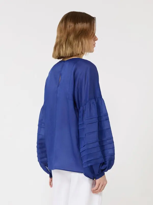 Max Mara Ramie Gauze Blouse - Navy
