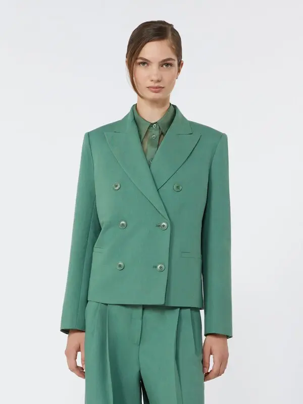 Max Mara Viscose And Linen Double-breasted Blazer - Green