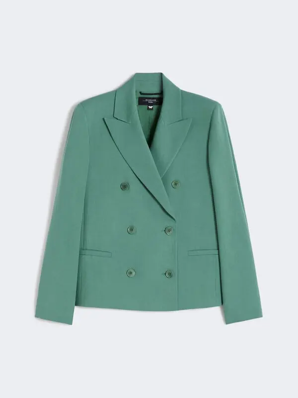 Max Mara Viscose And Linen Double-breasted Blazer - Green