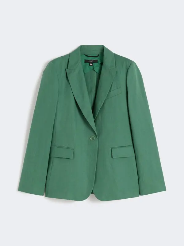 Max Mara Linen And Cotton Canvas Blazer - Green