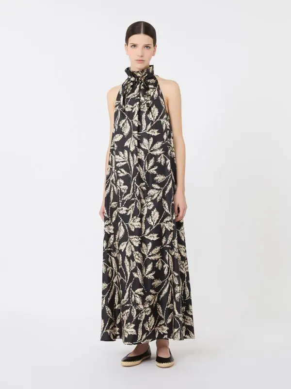 Max Mara Printed Silk Twill Maxi Dress - Black