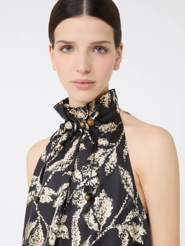 Max Mara Printed Silk Twill Maxi Dress - Black