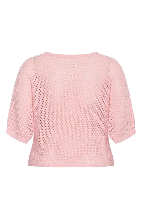 City Chic Open Stitch Crewneck Sweater - Peachy