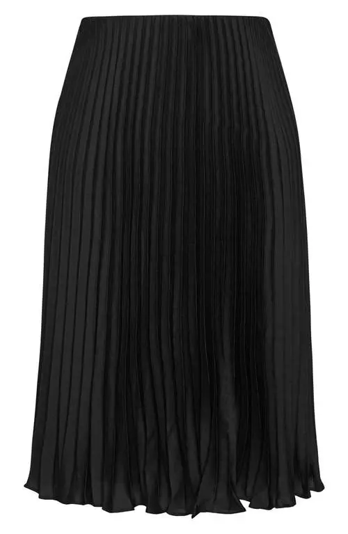 City Chic Pleated Midi Skirt - Black