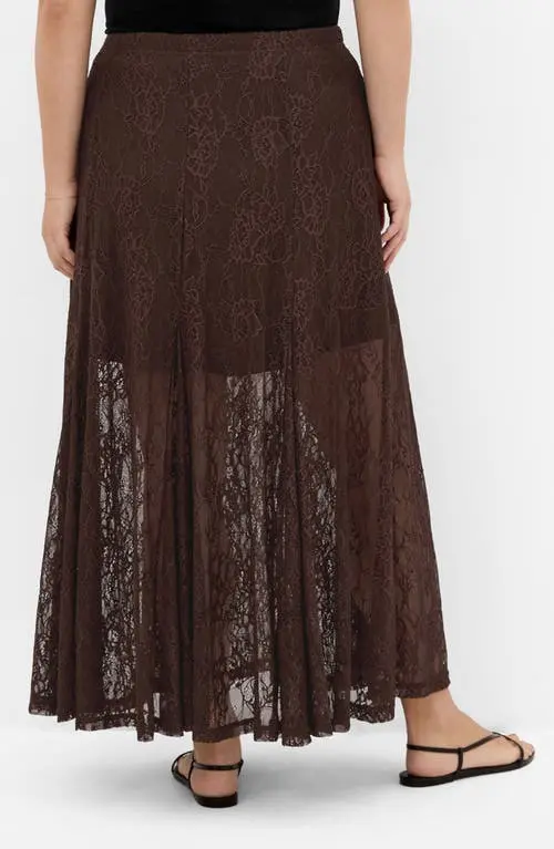 City Chic Lace Maxi Skirt - Chocolate