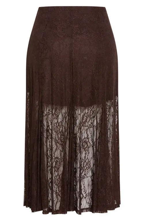 City Chic Lace Maxi Skirt - Chocolate