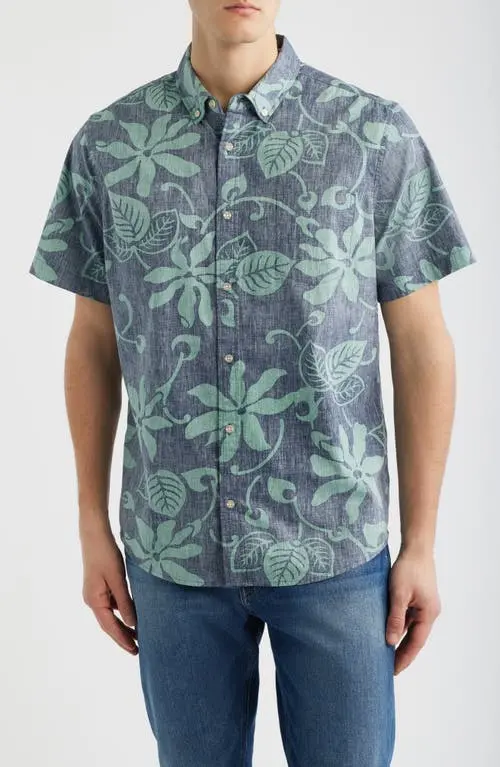 Reyn Spooner Tiare Pareau Floral Cotton Button-down Shirt - Navy