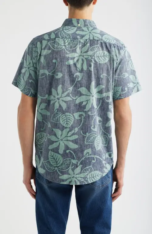 Reyn Spooner Tiare Pareau Floral Cotton Button-down Shirt - Navy