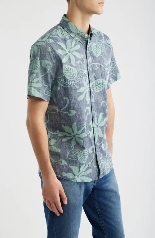 Reyn Spooner Tiare Pareau Floral Cotton Button-down Shirt - Navy
