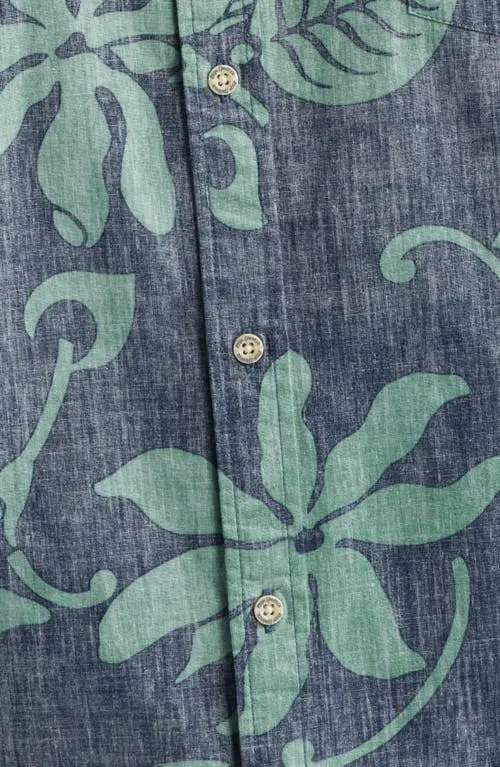 Reyn Spooner Tiare Pareau Floral Cotton Button-down Shirt - Navy