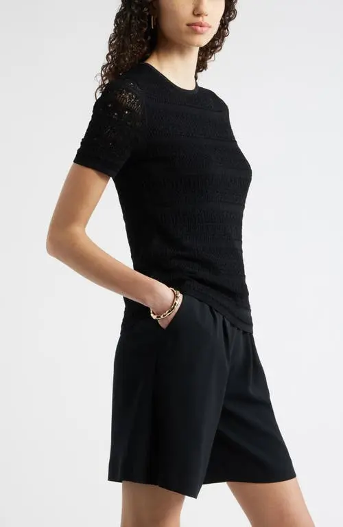 Nordstrom Pointelle Knit Crewneck Sweater - Black