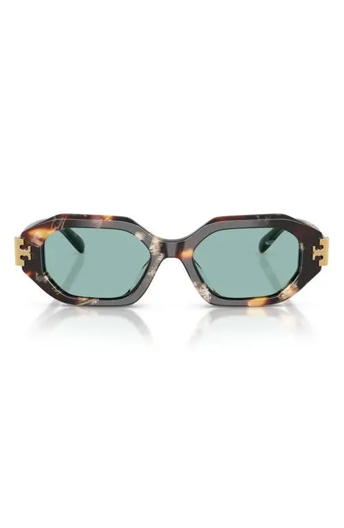 Tory Burch Irregular Sunglasses - Wavy Tortoise/petrol Green