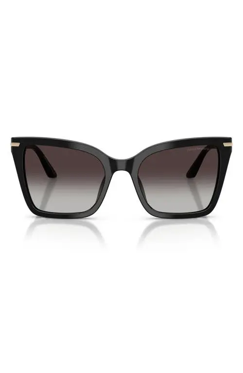 Emporio Armani 53mm Gradient Square Sunglasses - Shiny Black/grey Gradient