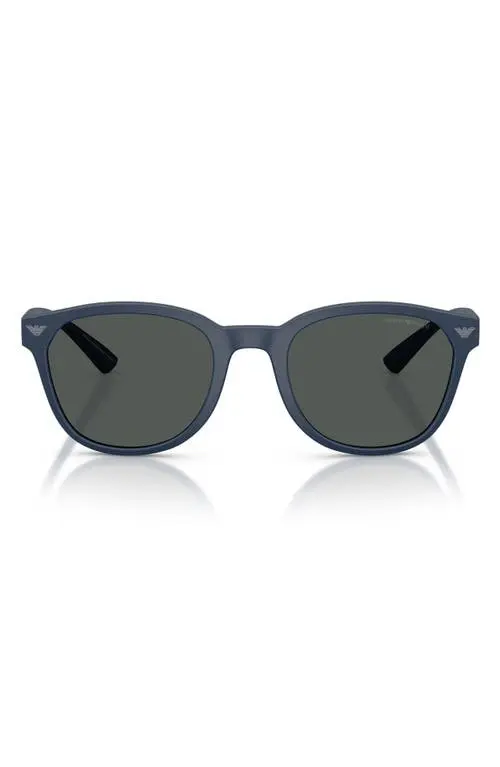 Emporio Armani 53mm Phantos Round Sunglasses - Matte Navy Blue/dark Grey