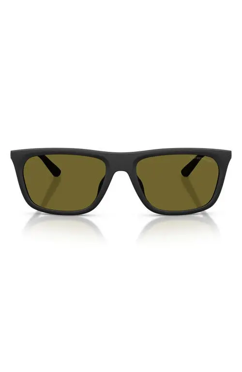 Emporio Armani 57mm Pillow Sunglasses - Matte Black/dark Green