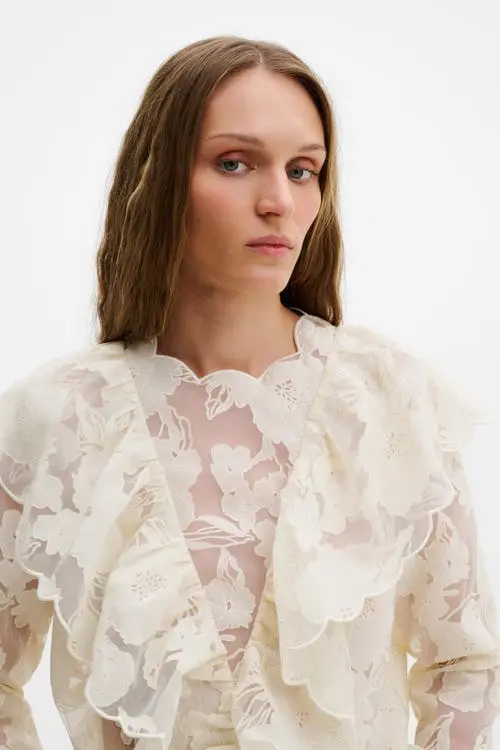 MALINA Sansa Ruffled Lace Blouse