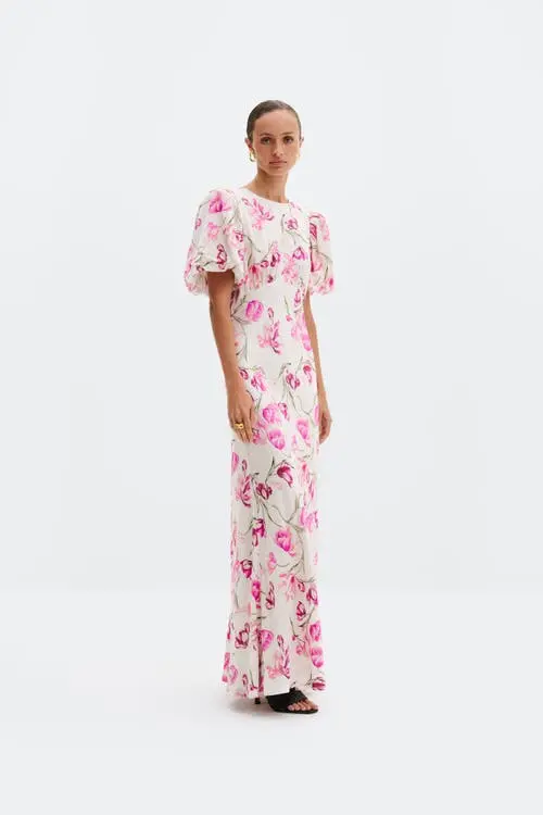MALINA Freja Pouf Sleeve Maxi Dress - Tulip Pink