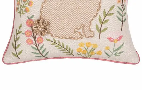 C&F HOME Garden Easter Bunny Rabbit Flowers Accent Throw Pillow 16" X 16