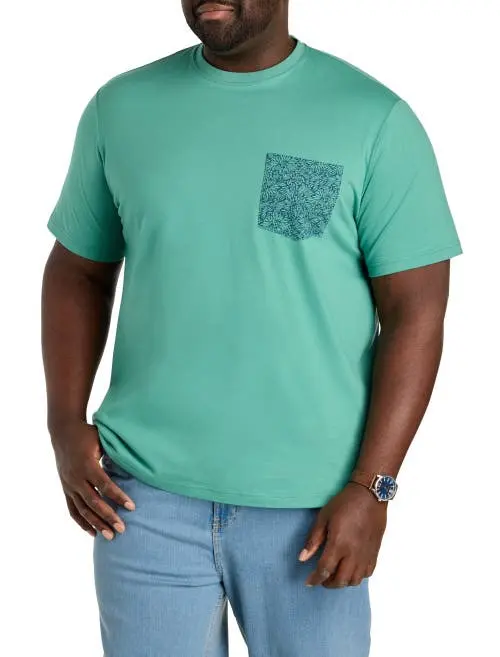 HARBOR BAY BY DXL Big & Tall Moisture-wicking Printed Pocket T-shirt V2 - Deep Sea