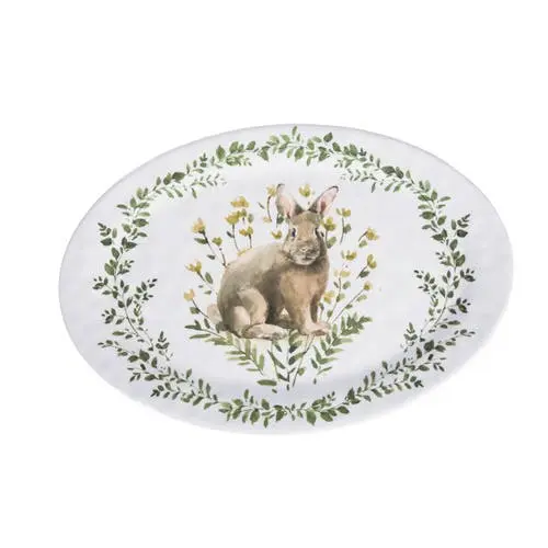 C&F HOME Little Garden Easter Bunny Dinnerware Serving Platter 20.5 - Green