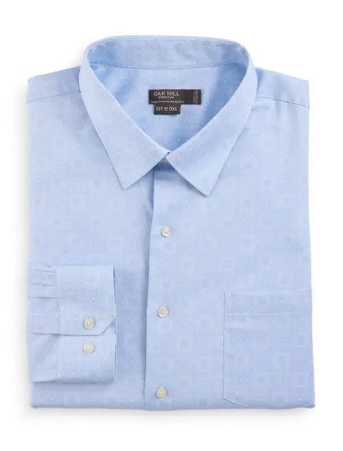 OAK HILL PREMIUM BY DXL Big & Tall Wrinkle-resistant Elevated Floral Dress Shirt - Blue