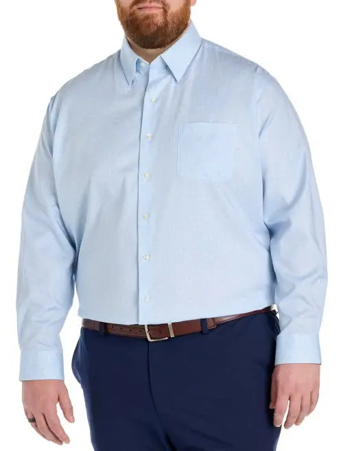 OAK HILL PREMIUM BY DXL Big & Tall Wrinkle-resistant Elevated Floral Dress Shirt - Blue