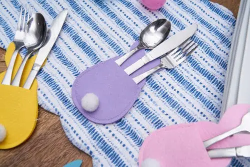 C&F HOME Easter Bunny Felt Utensil Sleeves - Blue