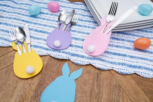 C&F HOME Easter Bunny Felt Utensil Sleeves - Blue