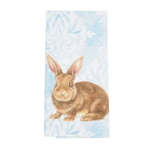 C&F HOME Damask Easter Bunny Rabbit Cotton Kitchen Dishtowel