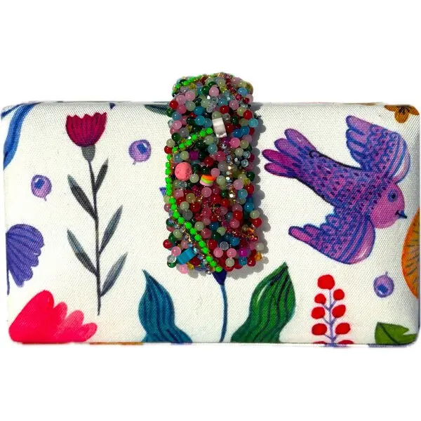 SIMITRI Beaded Fringe Clutch - Garden Party