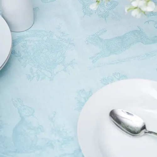 C&F HOME Bunny Rabbit Jacquard Easter Tablecloth Topper 54" X 54"
