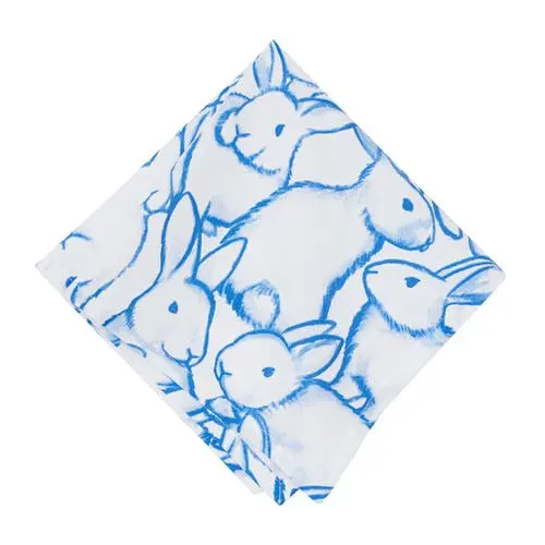 C&F HOME Easter Bunny Silhouettes 100% Cotton Set Of 6 Cloth Napkins - Blue