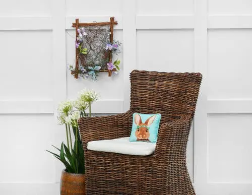 C&F HOME Clover Crown Wreath Easter Bunny Cotton Blend Mini Accent Pillow 8" X 8