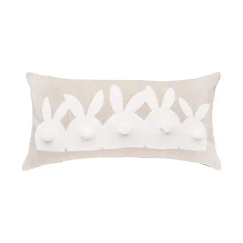 C&F HOME Easter White Bunny Bums W/ Tufted Tails Accent Pillow - Beige