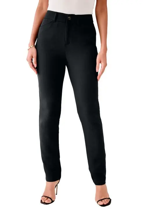 Roaman's Bi-stretch Straight-leg Trousers - Black