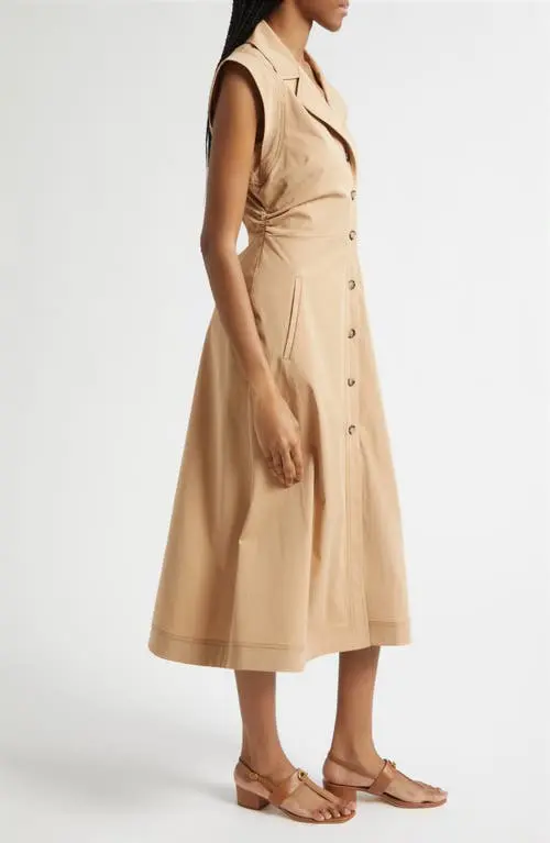 Veronica Beard Orla Linen Blend Maxi Shirtdress - Khaki