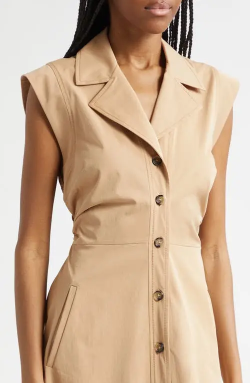 Veronica Beard Orla Linen Blend Maxi Shirtdress - Khaki