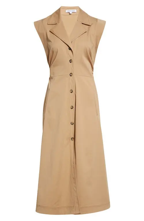 Veronica Beard Orla Linen Blend Maxi Shirtdress - Khaki