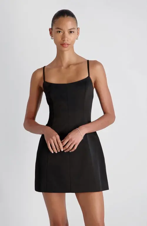 French Connection York Satin Fit & Flare Mini Dress - Black