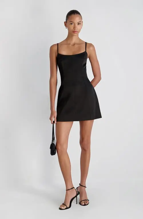 French Connection York Satin Fit & Flare Mini Dress - Black