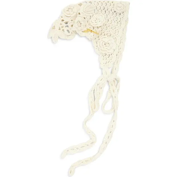 GANNI Crochet Head Scarf - Egret