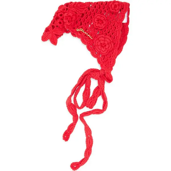 GANNI Crochet Head Scarf - Goji Berry