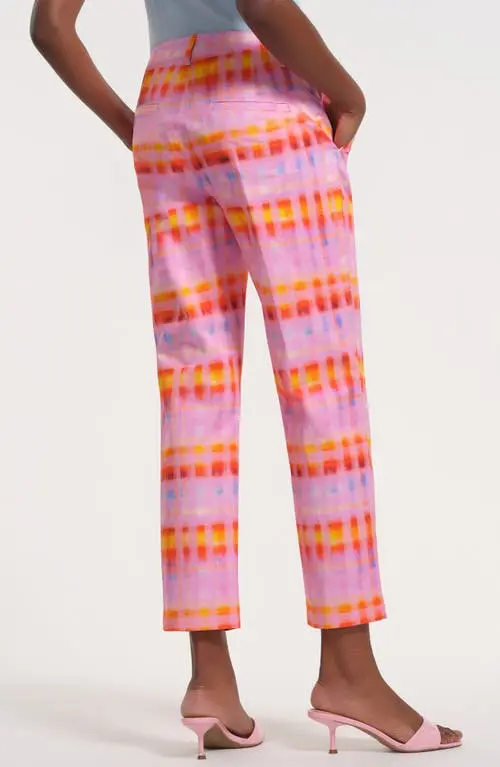 ISAAC MIZRAHI NEW YORK Slim Fit Ankle Cotton Pants - Pink Multi