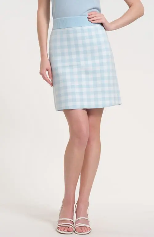 ISAAC MIZRAHI NEW YORK Gingham Sweater Mini Skirt - Blue Multi
