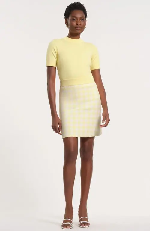 ISAAC MIZRAHI NEW YORK Gingham Sweater Mini Skirt - White Multi