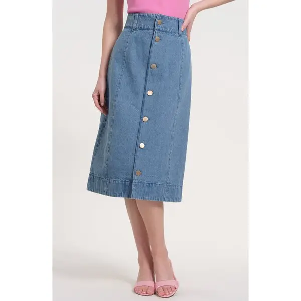 ISAAC MIZRAHI NEW YORK Button Front Knee Length Skirt