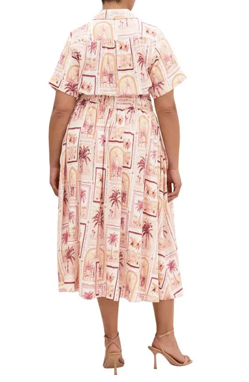 City Chic Lana Postcard Print Maxi Shirtdress - Postcard Soiree