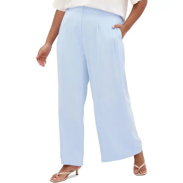 City Chic Holly Wide-leg Trousers - Sky Blue