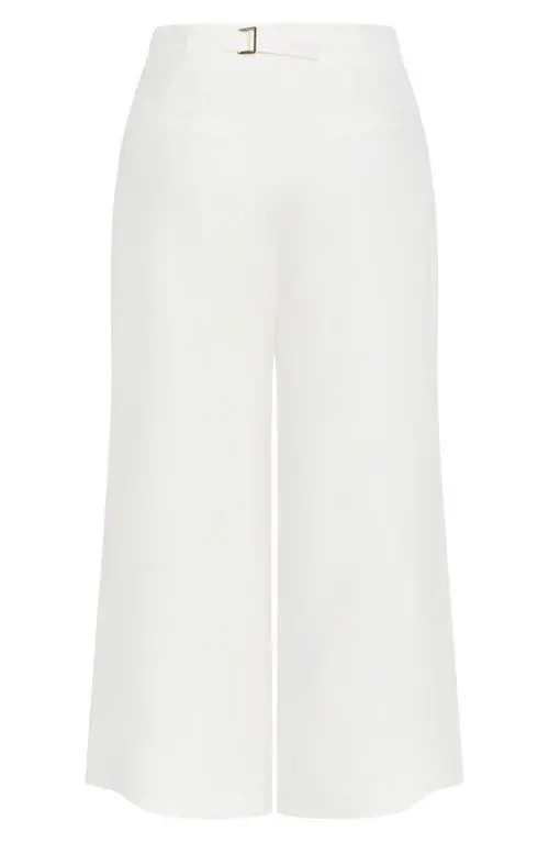 City Chic Wide Leg Linen-blend Pants - Ivory